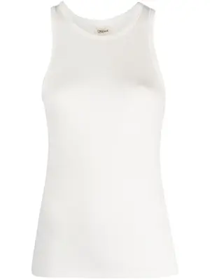 L'Agence Ribbed Round-neck Tank Top - White