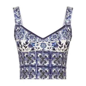 Dolce & Gabbana Majolica-print Charmeuse Corset - Multicolor