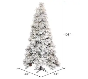 VICKERMAN 9' Flocked Atka Pencil Artificial Chr Istmas Tree Ww