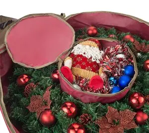 ELF STOR Wreath Storage Container Canvas Bag With Clea R Window