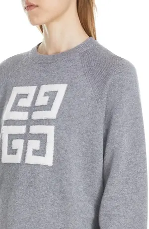 Givenchy 4g Logo Intarsia Bicolor Cashmere Sweater