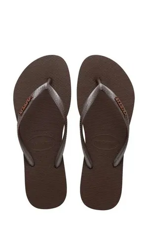 Havaianas Slim Logo Flip Flop - Dark Brown