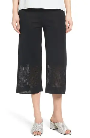 Ming Wang Mesh Inset Cropped Pants