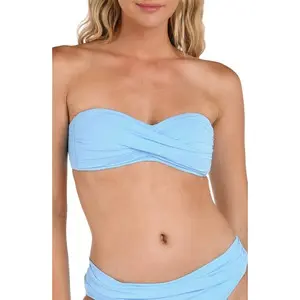 La Blanca Island Goddess Twist Bandeau Bikini Top - Crystal Blue
