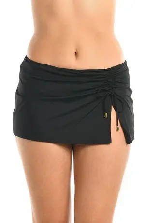 La Blanca Island Goddess Skirted Bikini Bottom - Black