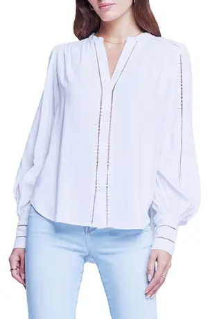 L'Agence L'AGENCE Kiera Ladder Trim Blouse White