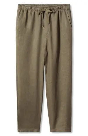 Mango Linen Drawstring Pants - Khaki