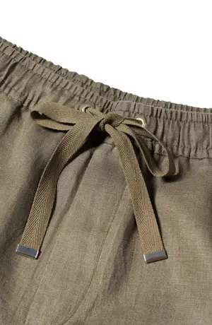 Mango Linen Drawstring Pants - Khaki