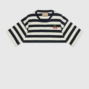 Gucci Striped Cotton Cropped T-shirt Ready-to-wear