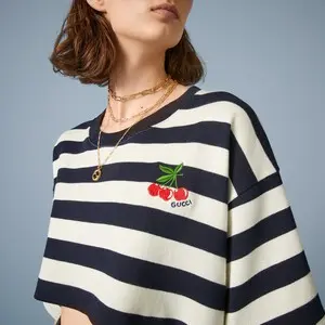 Gucci Striped Cotton Cropped T-shirt Ready-to-wear