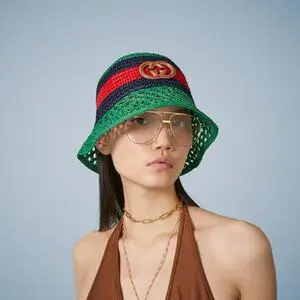 Gucci Raffia-effect Viscose Bucket Hat