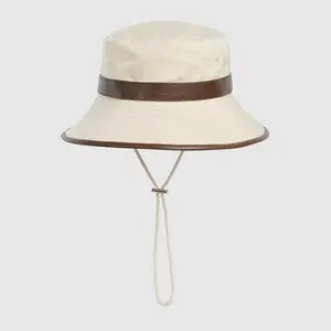 Gucci Cotton Bucket Hat With Chin Strap - White | Editorialist