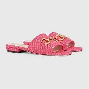 Gucci Horsebit Slide Sandal Fabric