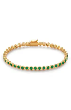 Monica Vinader Essential Stone Tennis Bracelet - 18ct Gold Vermeil/green Onyx