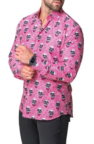 MACEOO Fibonacci Skull Sonic Regular Fit Cotton Blend Button-up Shirt