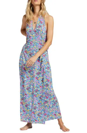 BILLABONG Let's Hang Floral Halter Wrap Maxi Dress