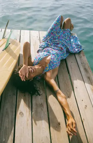 BILLABONG Let's Hang Floral Halter Wrap Maxi Dress