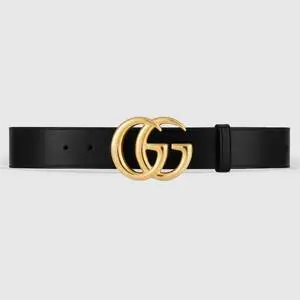 Gucci Gg Marmont Leather Belt With Shiny Buckle Leather