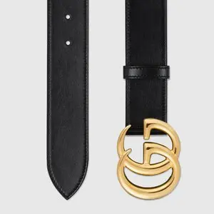 Gucci Gg Marmont Leather Belt With Shiny Buckle Leather