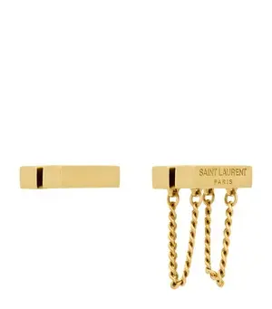 Saint Laurent Asymmetric Chain Earrings - Metallic