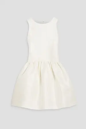 Oscar De La Renta Gathered Duchesse Silk-Satin Dress - Ivory