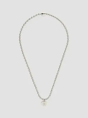 Gucci Sterling Silver & Enamel Interlocking Gg Logo Necklace
