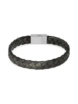 Tateossian Carbon Braided Leather Bracelet