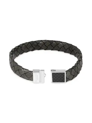 Tateossian Carbon Braided Leather Bracelet