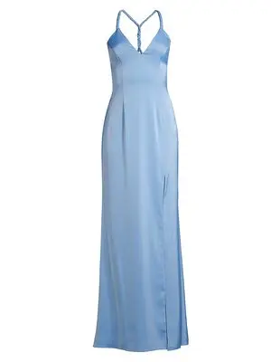 LIV FOSTER Women's Braided Satin Gown - Airforce  - Airforce