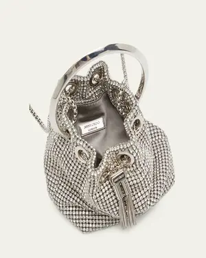 JIMMY CHOO Bon Bon Micro Crystal Bucket Bag - Silver