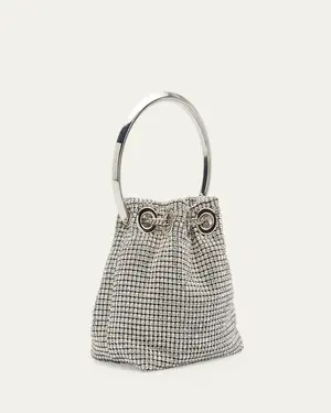 JIMMY CHOO Bon Bon Micro Crystal Bucket Bag - Silver