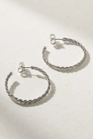 DAVID YURMAN David Yurman Pavéflex 18-karat White Gold Diamond Hoop Earrings