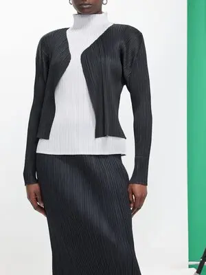 Issey Miyake Pleats Please Issey Miyake - Technical-pleated Cardigan - Womens - Black - 3 - Black