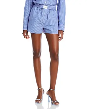 Alexander Wang Cotton Striped Boxer Shorts In Blue/Pink - 50% Off