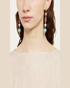 BEN-AMUN Pearly, Rose Quartz And Amazonite Dangle Earrings