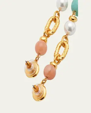 BEN-AMUN Pearly, Rose Quartz And Amazonite Dangle Earrings