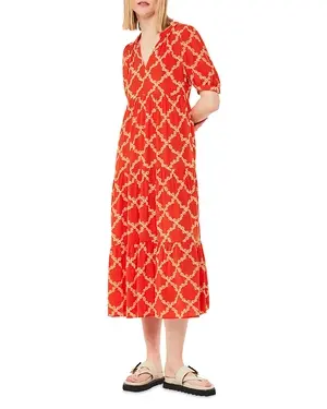 Whistles Daisy Trellis Trapeze Dress - Red/multi