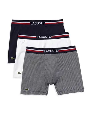Lacoste Cotton Stretch Jersey Long Boxer Briefs, Pack Of 3