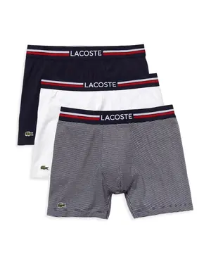 Lacoste Cotton Stretch Jersey Long Boxer Briefs, Pack Of 3
