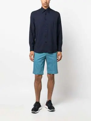 PT TORINO Straight-point Collar Wool Shirt - Blue