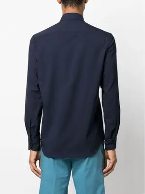PT TORINO Straight-point Collar Wool Shirt - Blue