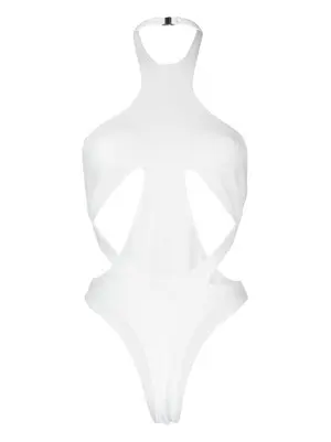 MUGLER Halterneck Cut-out Swimsuit - White