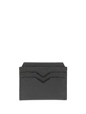 VALEXTRA V-shape Detail Leather Cardholder - Grey