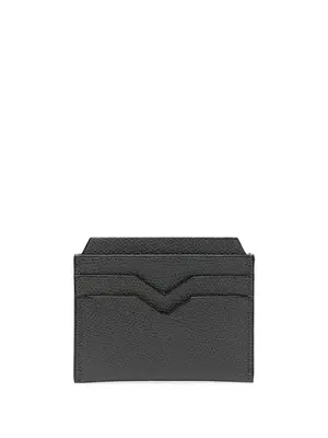 VALEXTRA V-shape Detail Leather Cardholder - Grey