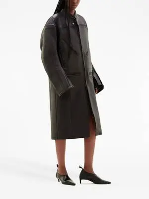 COURREGES Logo-debossed Leather Coat