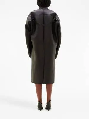COURREGES Logo-debossed Leather Coat