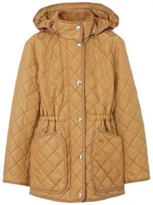 Burberry Diamond-quilted Hooded Jacket - Neutrals