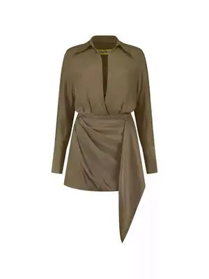 Gauge81 GAUGE81 Gravia Long-Sleeve Silk Minidress Green