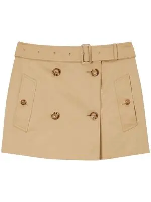 Burberry Gabardine Cotton Miniskirt - Neutrals