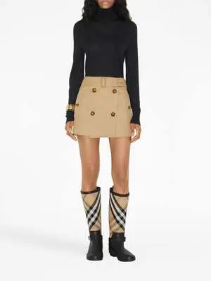 Burberry Gabardine Cotton Miniskirt - Neutrals